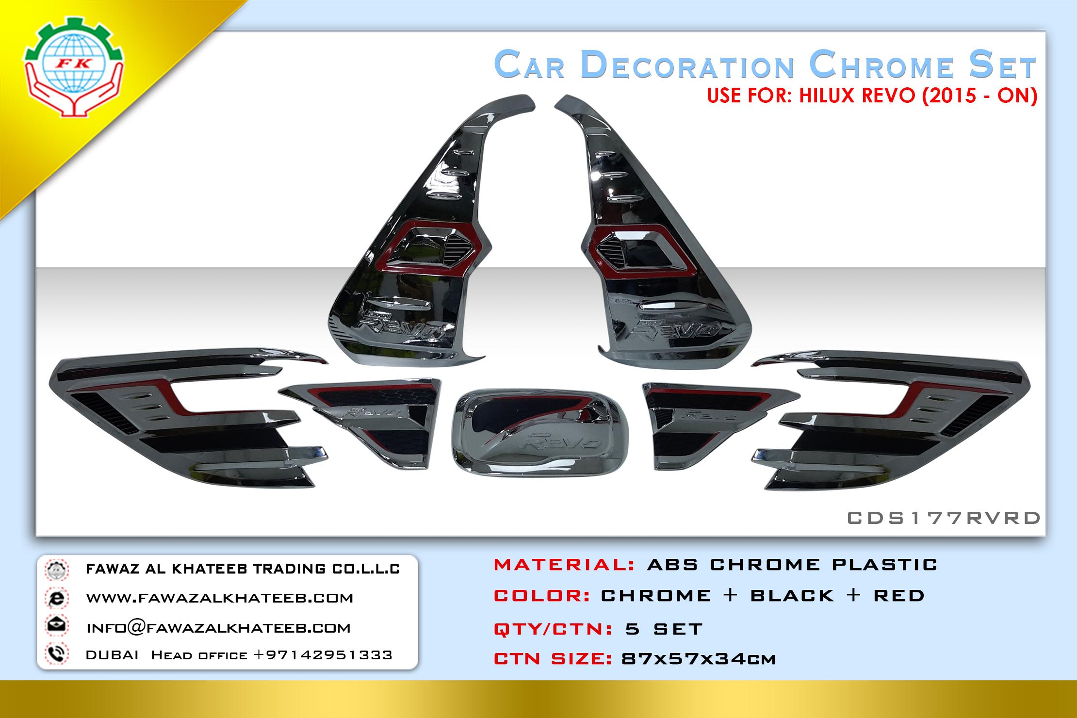 CAR DECOR 4 REVO BLK&RED 7PC