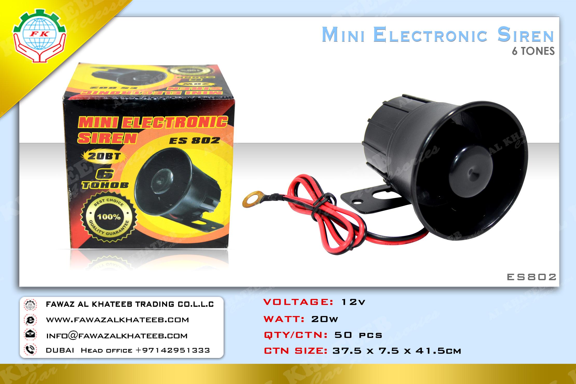 ELECTRONIC MINI SIREN 6TONE 20W-ES802