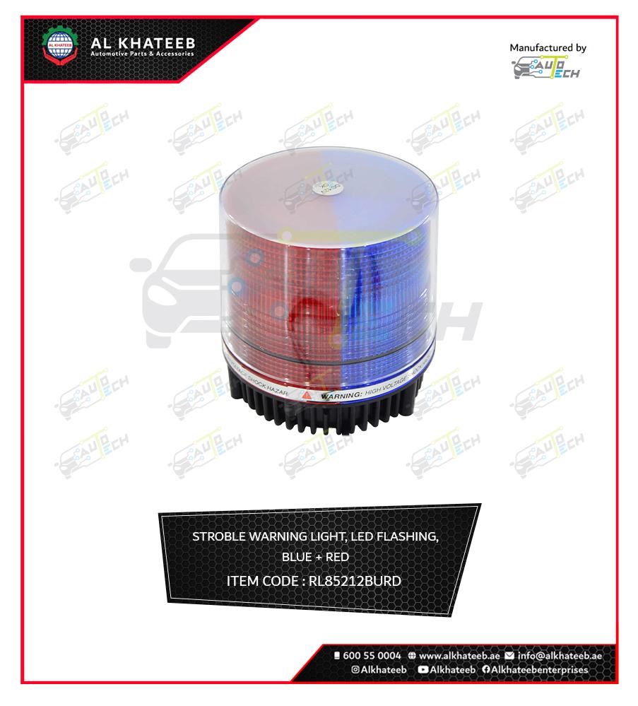 STROBLE WARNING LIGHT, LED FLASHING, BLUE + RED STROBLE WARNING LIGHT, LED FLASHING, BLUE + RED